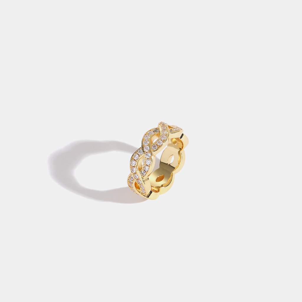 Iced Infinity Link Ring - Gold